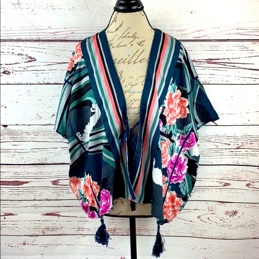 Stitch + Cloth | Asian Floral Boho Kimono Cardigan - Gem